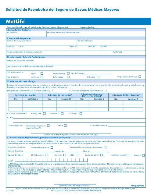 Formulario Solicitud De Reembolso Metlife - Image to u Formulario Solicitud De Reembolso Metlife - Image to u