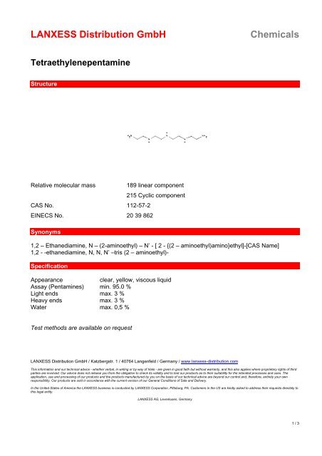 LANXESS Distribution GmbH Chemicals
