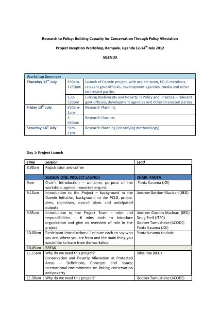Inception Workshop Agenda - 12-14 March 2012 -FINAL