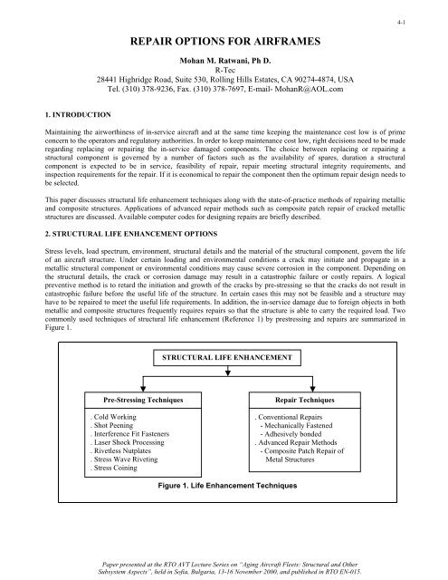 REPAIR OPTIONS FOR AIRFRAMES