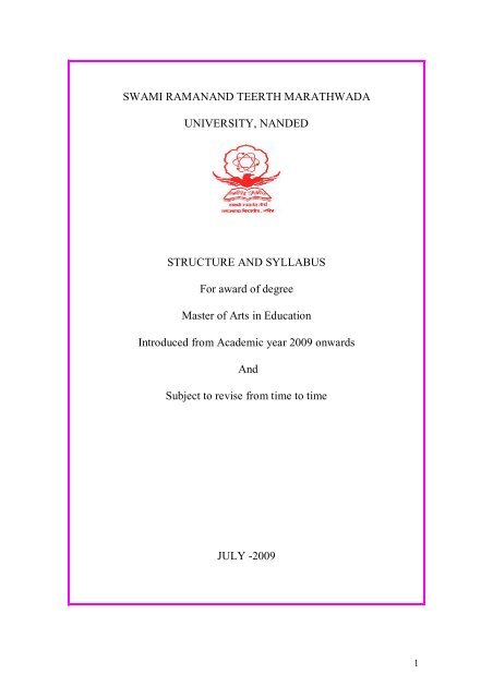 MA - The Swami Ramanand Teerth Marathwada University