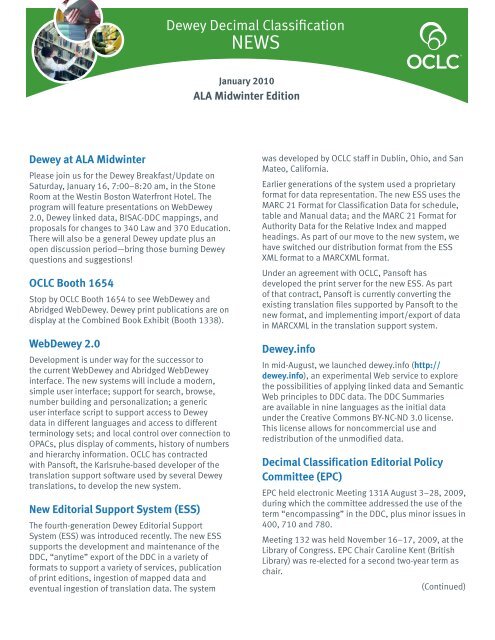 Dewey Decimal Classification - OCLC