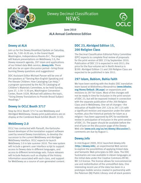 Dewey Decimal Classification - OCLC