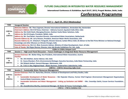 View full conference programme - Aquatechtrade