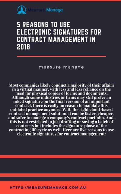 5 Reasons to Use Electronic Signatures for Contract Management in 2018