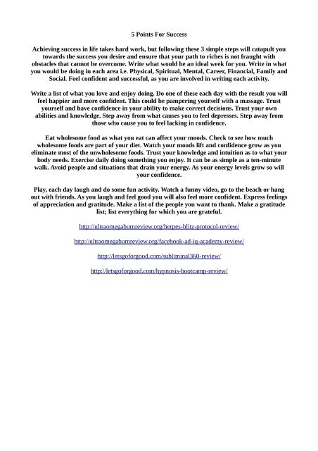 5 Points For Success