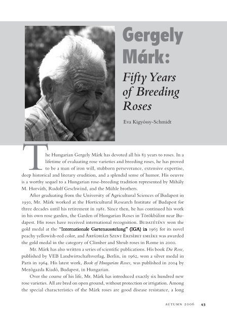 Gergely Márk: - Heritage Rose Foundation