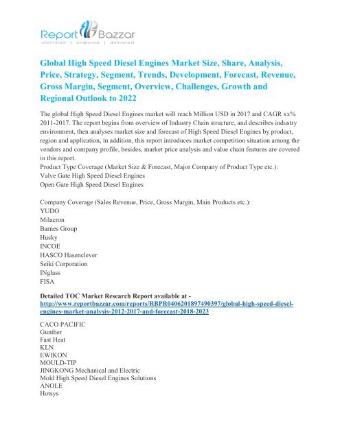 High Speed Diesel Engines