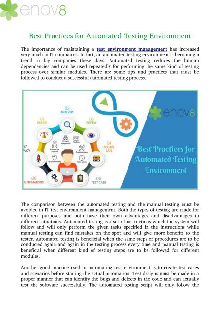 Best Practices for Automated Testing Environment