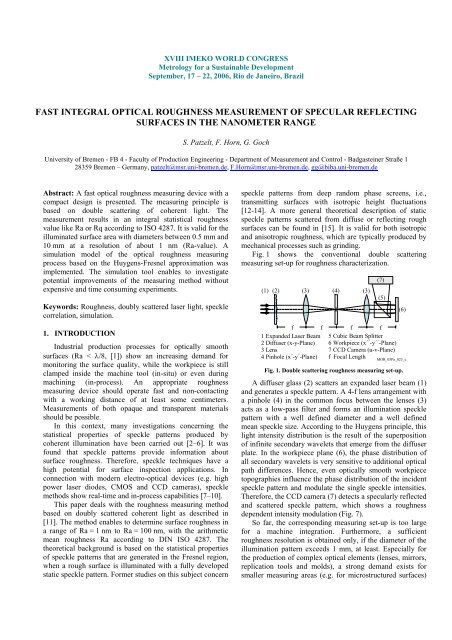 fast integral optical roughness measurement of specular ... - imeko