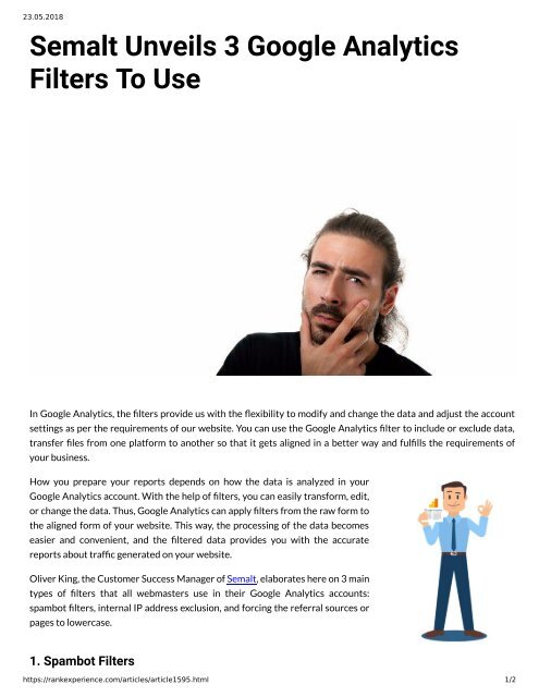 Semalt Unveils 3 Google Analytics Filters To Use