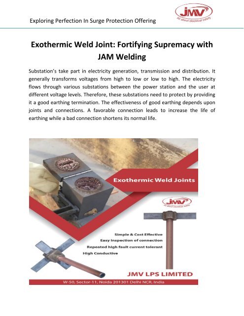 Exothermic Weld Joint: Fortifying Supremacy with JAM Welding