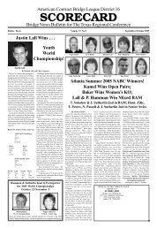 SCORECARD - ACBL District 16