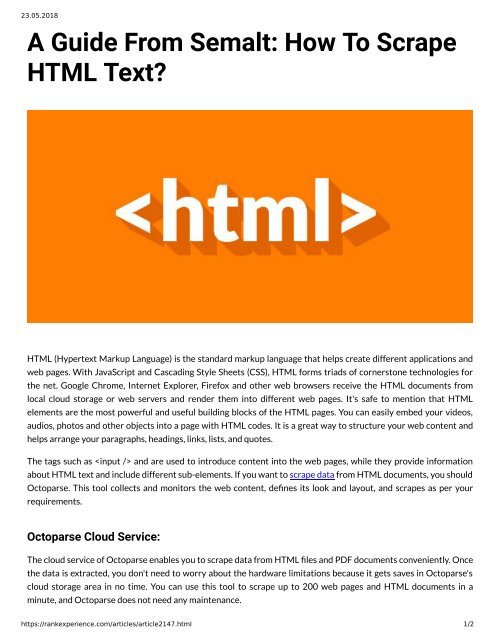 A Guide From Semalt: How To Scrape HTML Text?