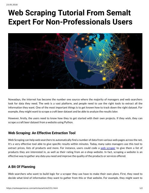 Web Scraping Tutorial From Semalt Expert For Non-Professionals Users