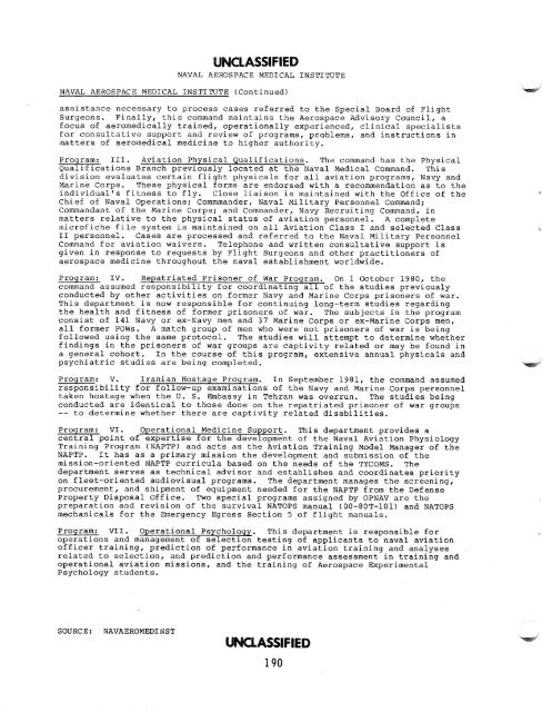 UNCLASSIFIED NAVAL AEROSP