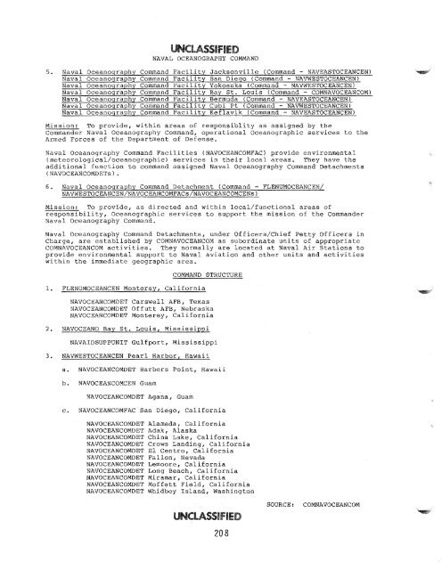 UNCLASSIFIED NAVAL OCEANO