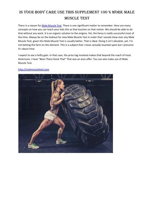 Is Your Body Care Use This Supplement 100 % Work Male Muscle Test