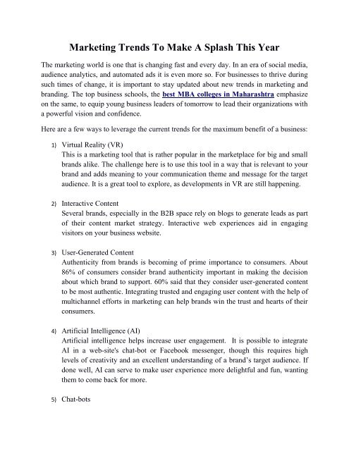 Marketing Trends To Make A Splash This Year