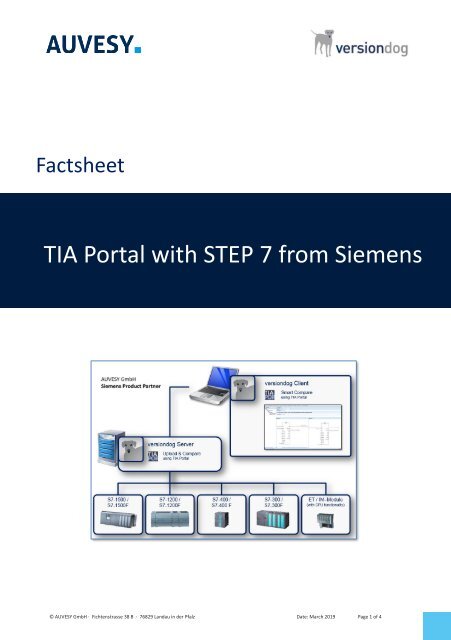 Factsheet - Siemens TIA Portal Step7