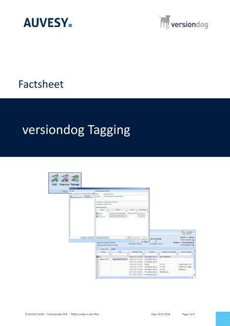 Factsheet - Tagging components in versiondog