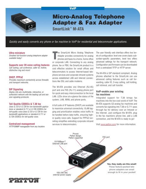 Micro-Analog Telephone Adapter & Fax Adapter SmartLink™ M-ATA