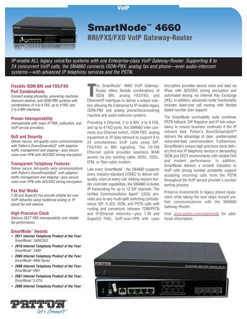 SmartNode™ 4660 BRI/FXS/FXO VoIP Gateway-Router