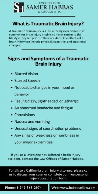 Signs and Symptoms of a Traumatic Brain Injury