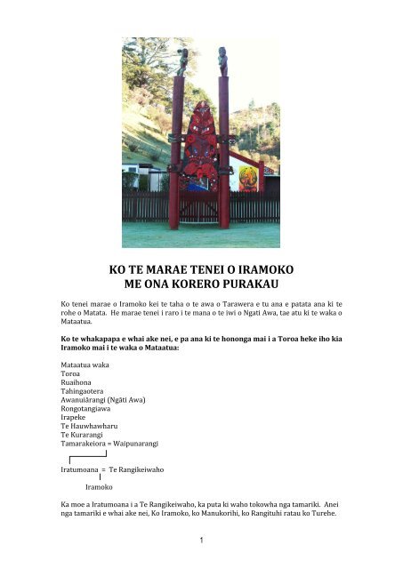 IRAMOKO MARAE - Te Tawera - Home