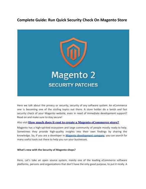Complete Guide_ Run Quick Security Check On Magento Store