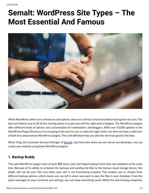 Semalt: WordPress Site Types – The Most Essential And Famous