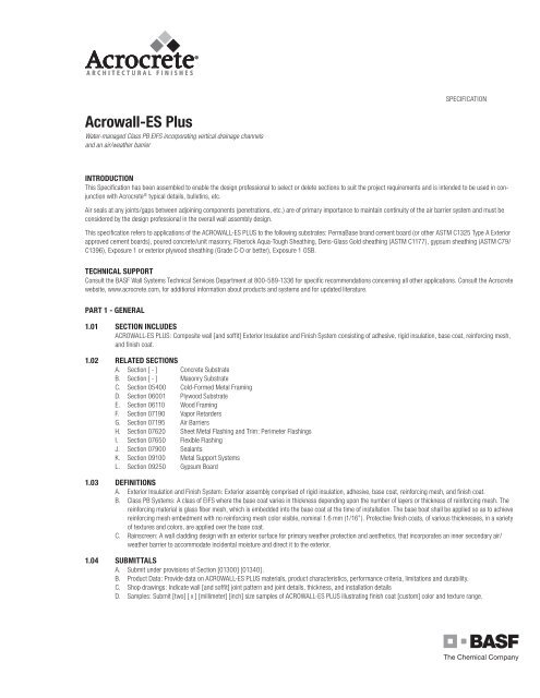 Acrowall-ES Plus - Acrocrete - BASF.com