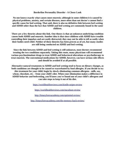 Borderline Personality Disorder - A Closer Look Borderline Personality Disorder - A Closer Look