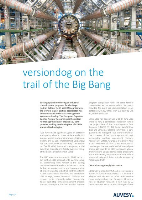 Case Study - versiondog on the trail of the Big Bang at Cern