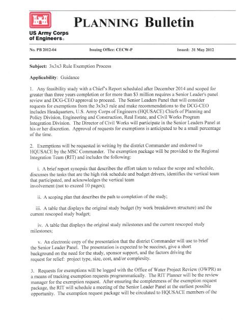 PLANNING Bulletin - U.S. Army