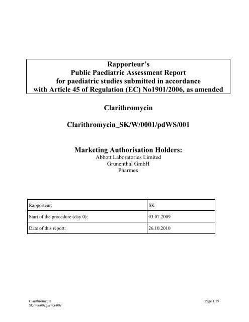 1-03 SK 1059- Clarithromycin- Public PdAR - Heads of Medicines ...