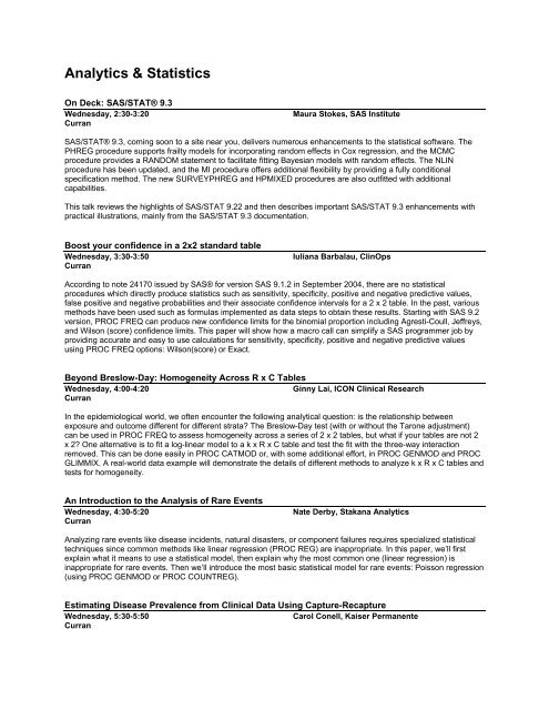 Sas statistical software introduction - fiolpor