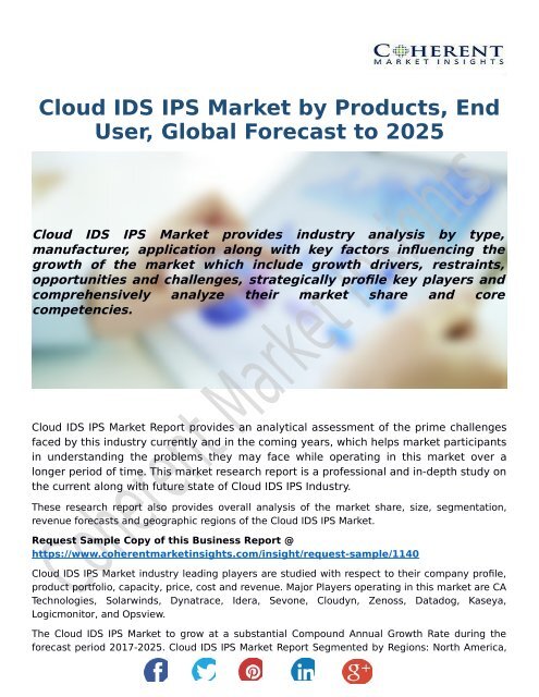 Cloud IDS IPS Market by Products, End User, Global Forecast to 2025
