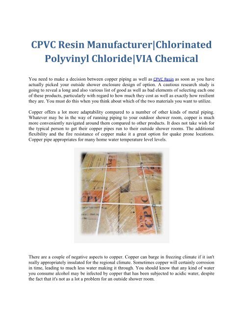 CPVC Resin Manufacturer