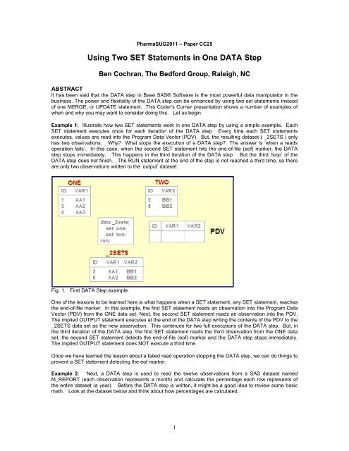 Using Two SET Statements in One DATA Step - PharmaSUG