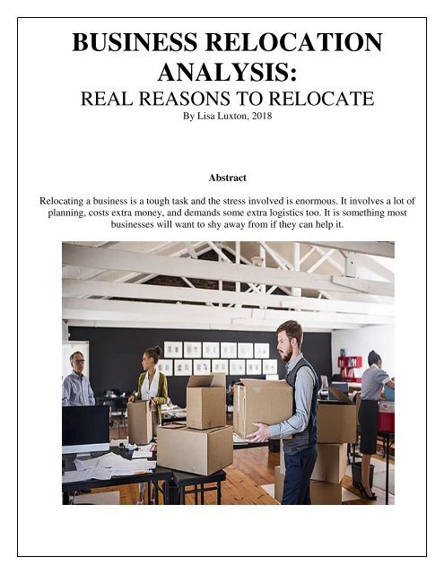 BUSINESS RELOCATION ANALYSIS