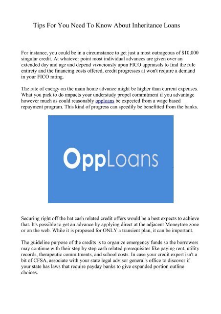 Tips For You Need To Know About Inheritance Loans