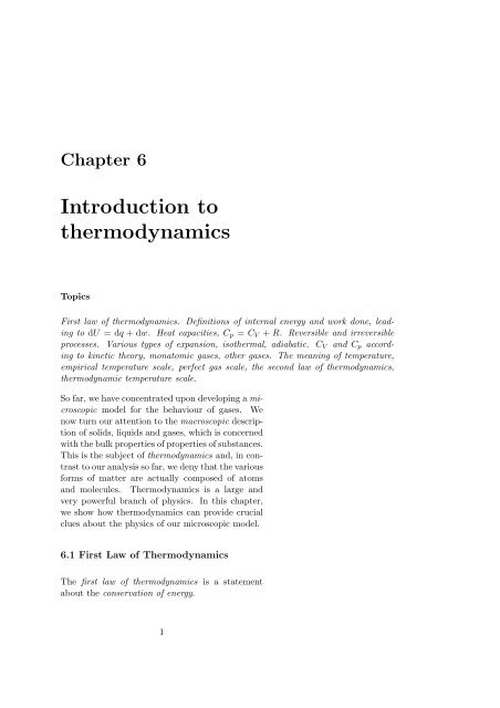 Introduction to thermodynamics