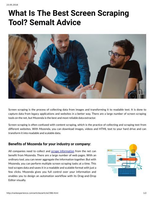 What Is The Best Screen Scraping Tool? Semalt Advice