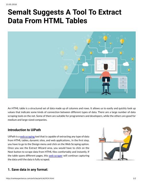 Semalt Suggests A Tool To Extract Data From HTML Tables