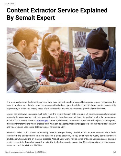 Content Extractor Service Explained By Semalt Expert