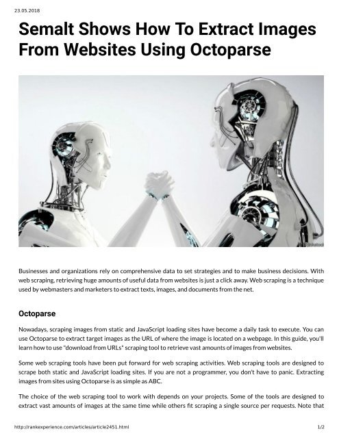 Semalt Shows How To Extract Images From Websites Using Octoparse