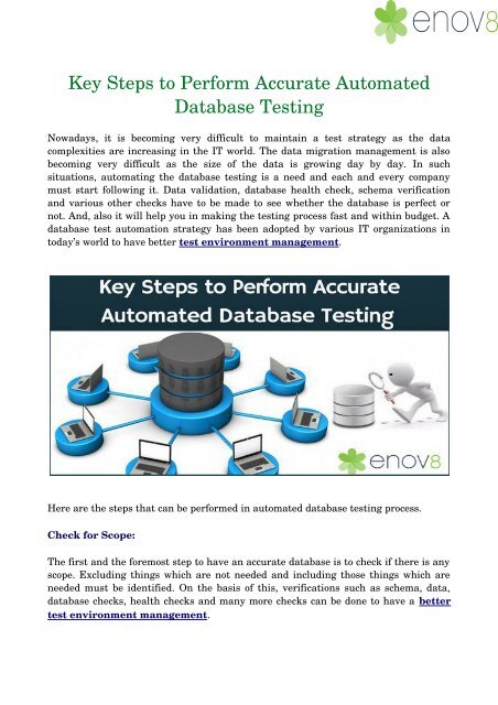 Key Steps to Perform Accurate Automated Database Testing