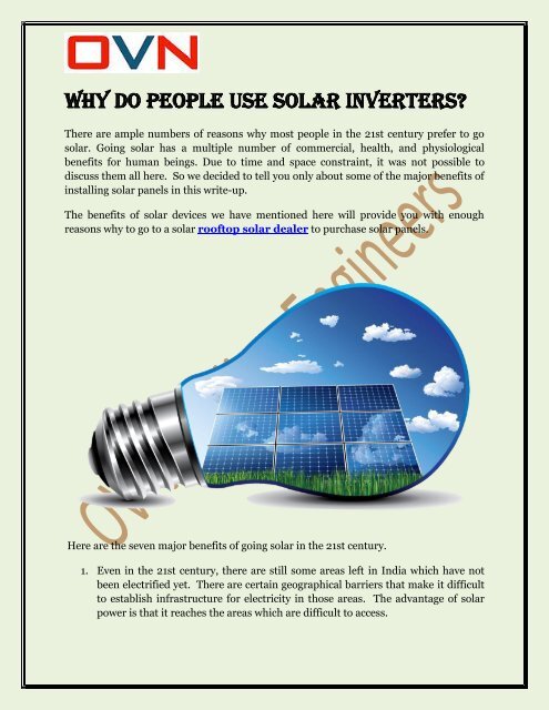 Why Do People Use Solar Inverters
