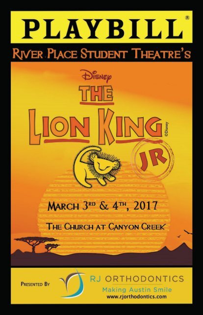 2016 - 2017 Lion King Jr Playbill